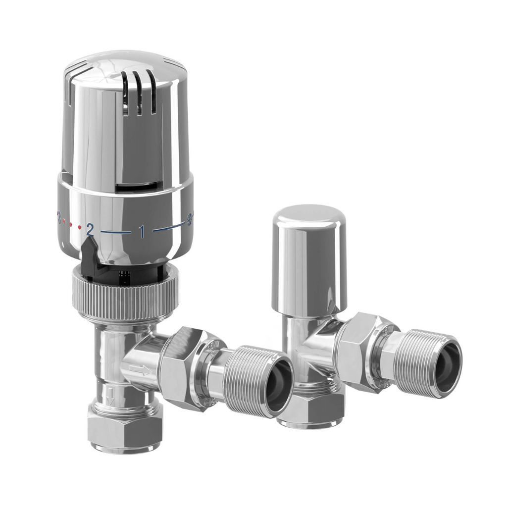 15mm Chrome Angled TRV & LS Pack - Premium Plumbing Fitting | Vidaflow Ltd